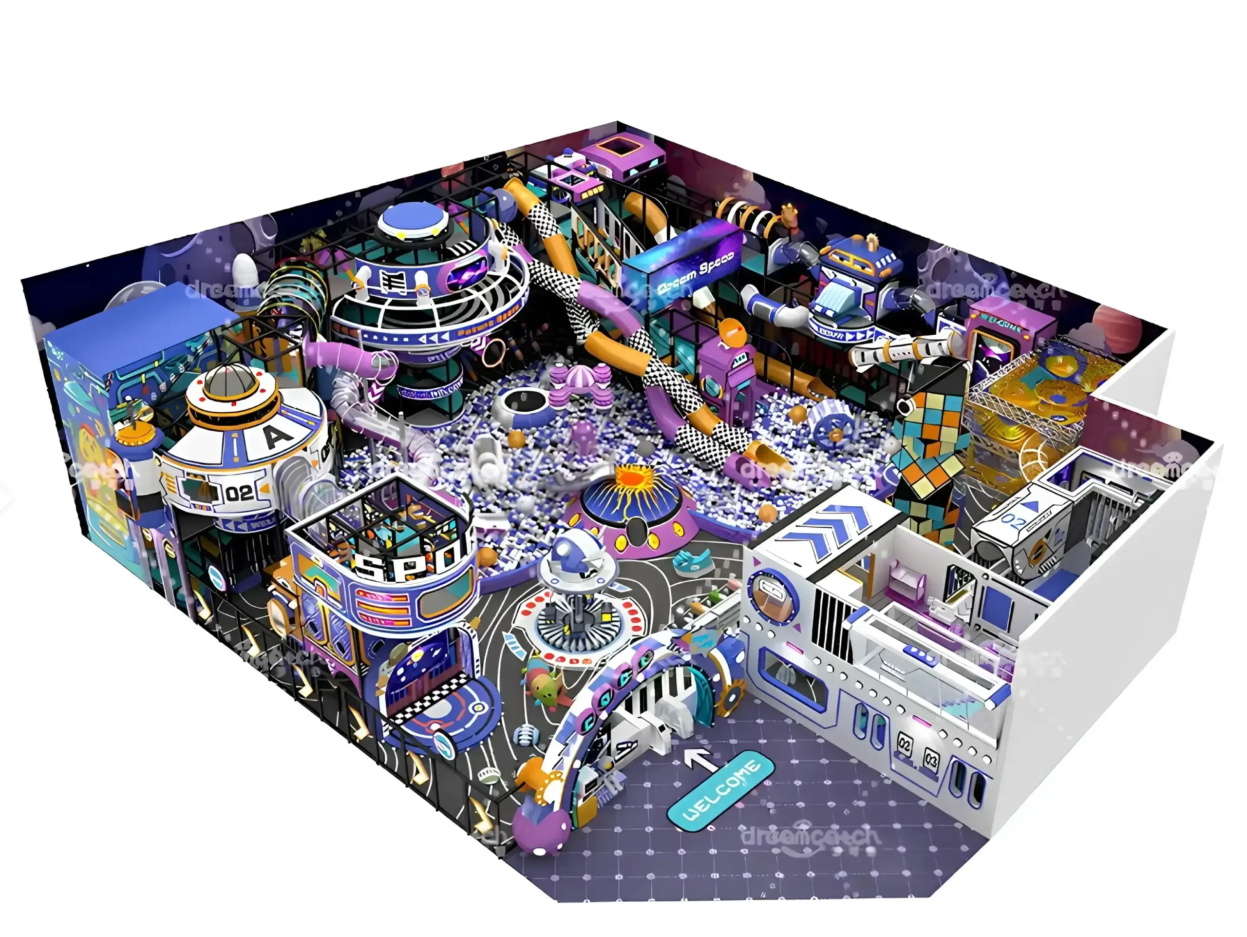 Space Theme Amusement Park Large Indoor Playground Equipment