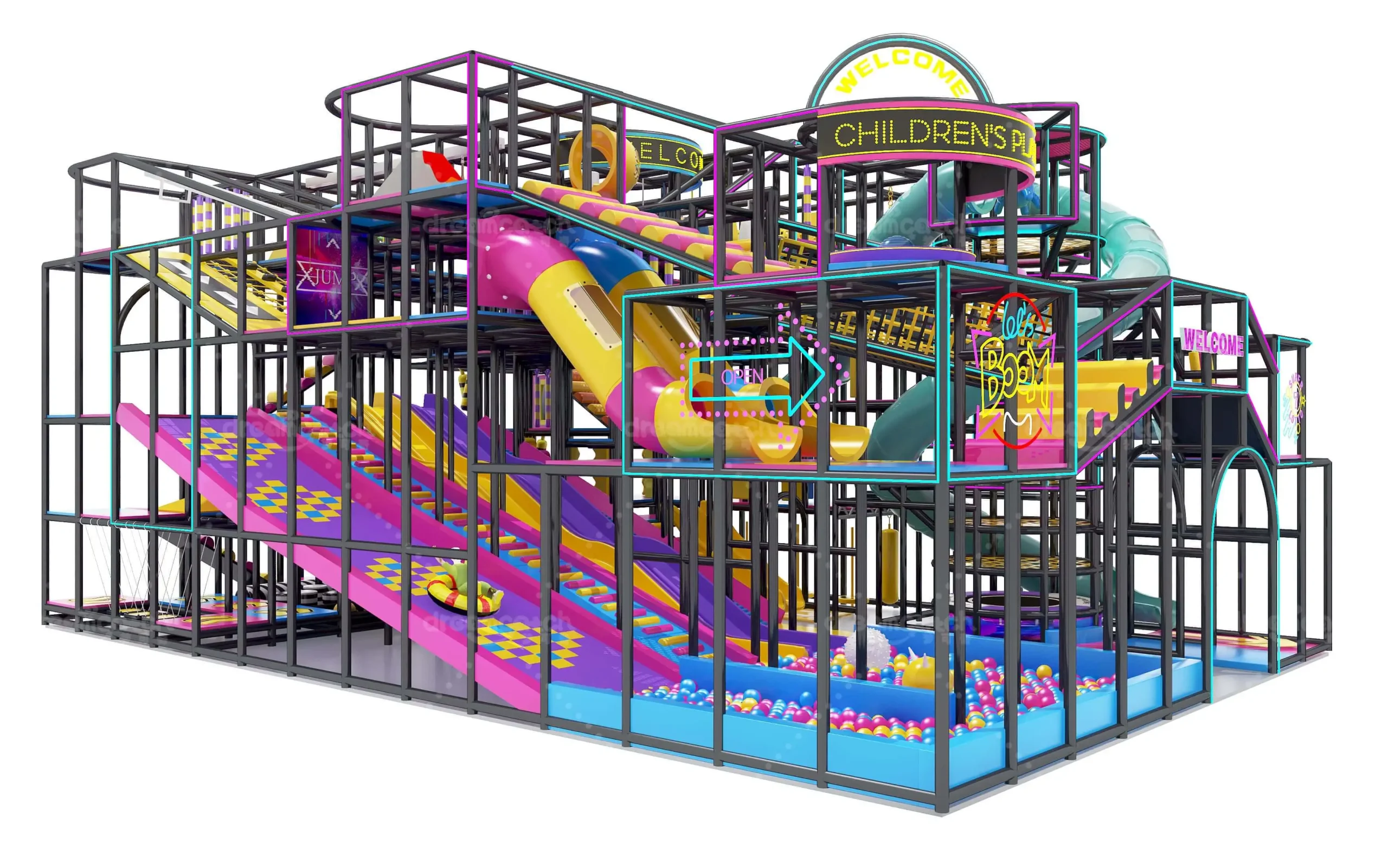 Multi-layer Frame Indoor Play Structure Family Entertainment Center ...